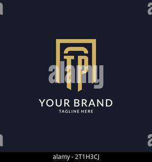 TP logo initial with shield shape design style vector graphic Stock ...