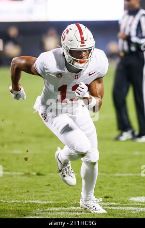 Stanford wide receiver Elic Ayomanor speaks during a press conference ...