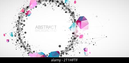 Template for science and technology presentation with connecting dots and lines. Plexus style ...