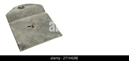 Very stylish gray velvet money and credit card wallet, isolated on ...