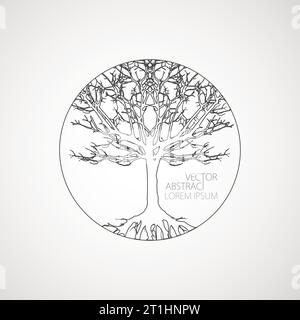 Abstract tree with roots. Vector outline illustration. Plant in Garden ...