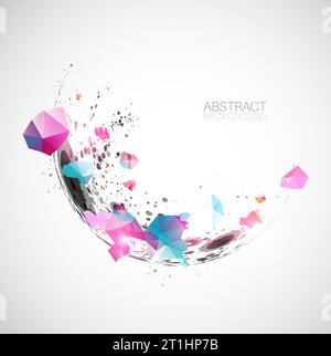 Abstract half sphere background with plexus effect. 3D surface Stock ...