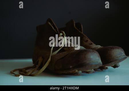 Old Football Boots and ball 1930 / Cristi Stavri Stock Photo - Alamy