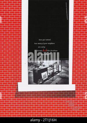1950 Herman Miller furniture ad with brick wall and open window Stock ...