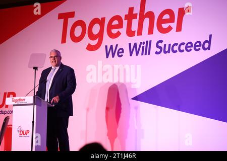 Deputy Leader of the DUP Gavin Robinson, arriving at Stormont Castle, Belfast, as political ...