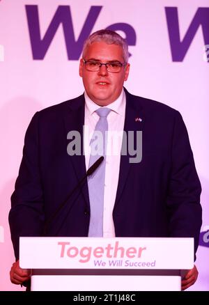 Deputy Leader of the DUP Gavin Robinson arrives at Hillsborough Castle where political parties ...