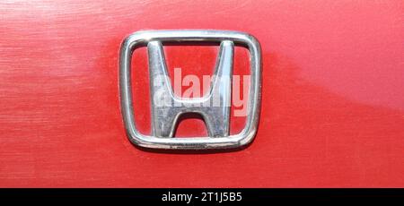Honda chrome metal logo, luxury car in Istanbul city, July 16 2011 ...