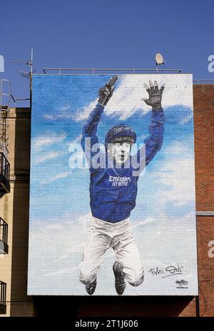 A view of the Frankie Dettori mural trackside on day two of the Dubai ...