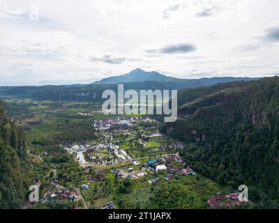 Aerial view of Harau Valley, a popular tourist spot featuring mountains ...