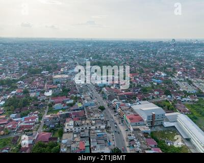 Aerial View of Pekanbaru city skyline. The capital city of Riau ...