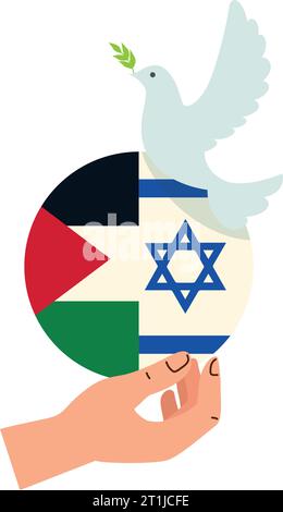 israel and palestine flags in dove wings design Stock Vector Image ...