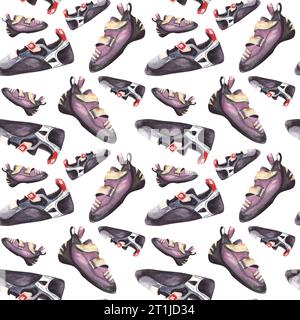Climbing boulder shoes, different colours and sizes, seamless pattern ...
