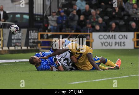 Mansfield Town's Lucas Atkins scores their side's fourth goal of the ...