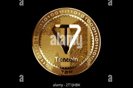 Toncoin TON cryptocurrency isolated gold coin on green screen ...