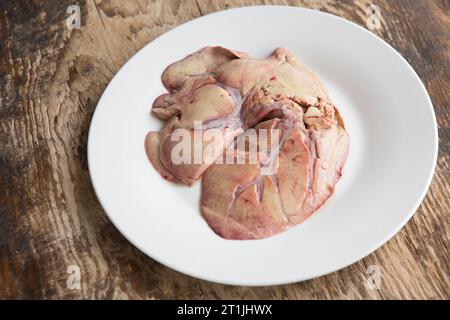 The raw liver of a monkfish, or anglerfish, Lophius piscatorius, caught ...