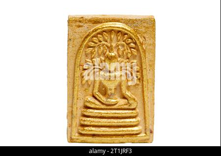 Buddha amulets are made from Thai amulets clay isolated on a white ...