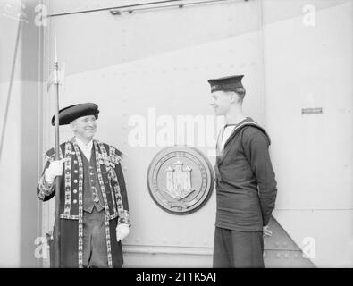 HMS HOWE. AUGUST 1942. - The Arms of the city of Edinburgh in place on ...