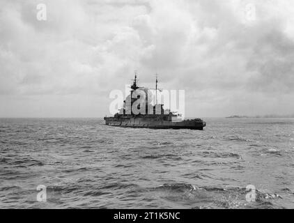 HMS WARSPITE bombards enemy positions on the Normandy Coast, 6 June ...