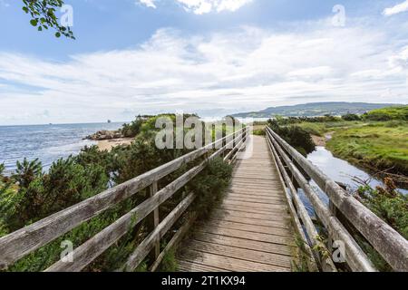 Boardwalk to beach, Brodick, Isle Of Arran, Firth of Clyde, Scotland ...