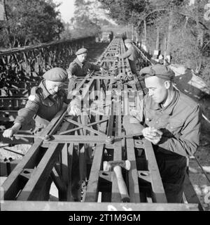 Royal Engineers of 294th Field Company, 49th Division, construct a ...