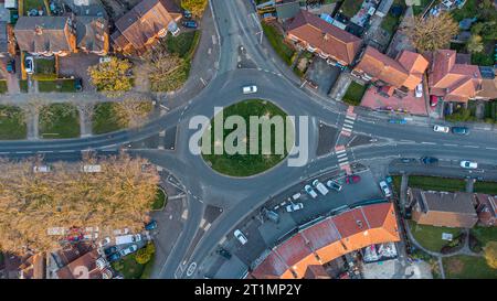 An aerial view of Green End Roundabout, Burnage, Manchester Stock Photo ...