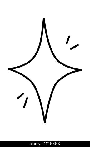 Four pointed star twinkle black and white 2D cartoon object Stock ...