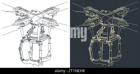 Stylized vector illustration of mechanism of helicopter main rotor ...