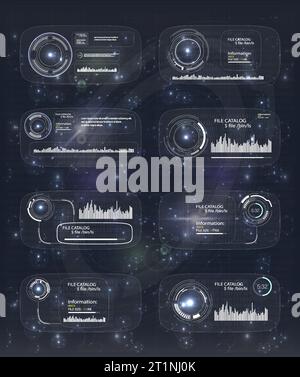 Scifi elements. Hud screen futuristic science, mega tech hologram frame ...