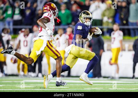 October 14, 2023: Notre Dame wide receiver Jordan Faison (80) runs with ...