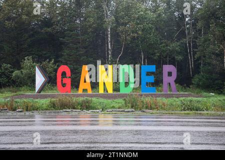 Rainbow block letters Gander town sign in Gander, Newfoundland ...