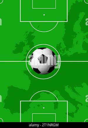soccer ball and soccer pitch with Europe map Stock Photo - Alamy
