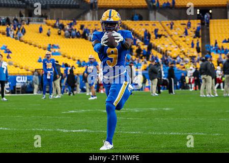 Pittsburgh wide receiver Konata Mumpfield (9) pulls in a pass for a ...