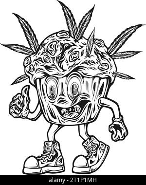 Organic funky weed bud leaf with smoke cannabis background monochrome ...