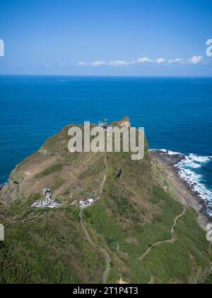Aerial view of Bitoujiao lighthouse, a famous scenery of Taiwan ...
