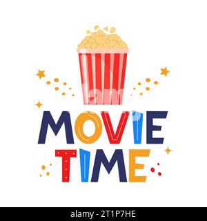 Movie time hand drawing lettering. Creative template for cinema poster ...