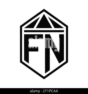 FN Letter Logo monogram simple hexagon shield shape isolated style ...