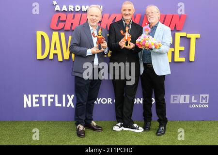 Nick Park with Chicken character Rocky, Sam Fell with Chicken character ...
