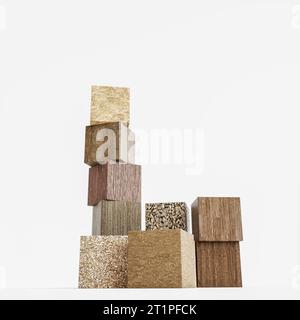 wooden sample cubes isolated on white background 3d illustration Stock ...
