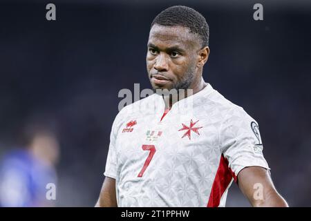 Malta's forward Joseph Essien Mbong looks during the Euro 2024 ...