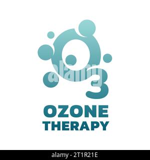 Ozone therapy and treatment vector logo. O3 molecule with bubbles icon ...