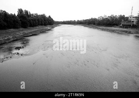 River in Uzhgorod, Ukraine with wind and little waves. Uzh River ...