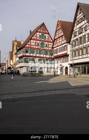 Historic half timbered shops, residential buildings, cafes and ...