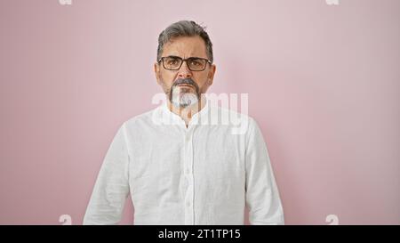 Chill vibes overload! young grey-haired hispanic man oozes cool ...