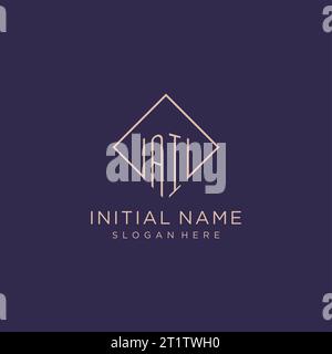 AI monogram logo initials with square rectangular shape isolated on black background initials ...