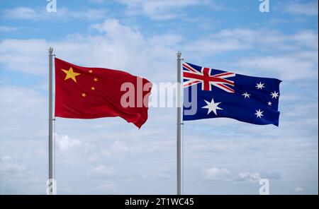 China and Australia flags together. Australia and China relations ...