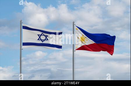 Philippines and Israel flags. 3D Waving flag design. Philippines Israel ...
