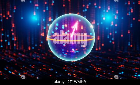 Quantum qubit in superposition state, bloch sphere, visualisation of ...