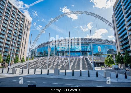 WEMBLEY, ENGLAND, 25TH SEPTEMBER 2023: View of Wembley Stadium looking ...