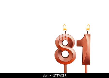 Birthday candle number 81 on white background Stock Photo - Alamy