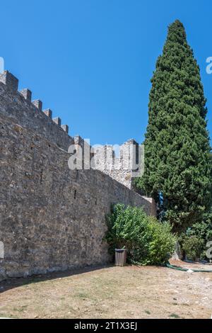 Arta city castle of ancient Ambracia and Arta clock tower, Greece Stock ...